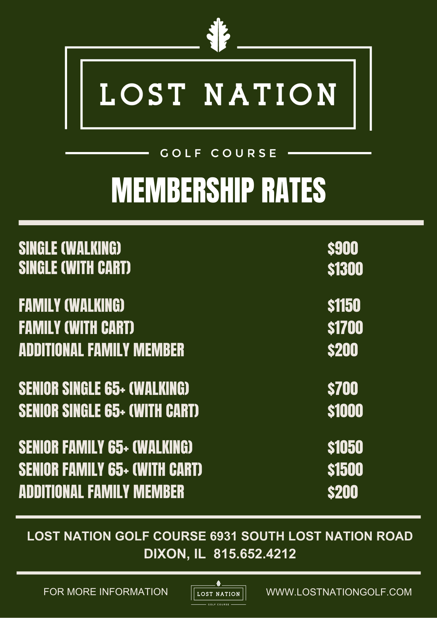 MEMBERSHIPS - Lost Nation Golf Course
